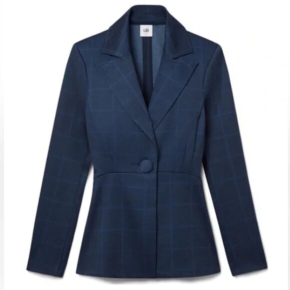 CAbi | Jackets & Coats | Cabi Womens Sunset Kiss Blue Windowpane Plaid ...